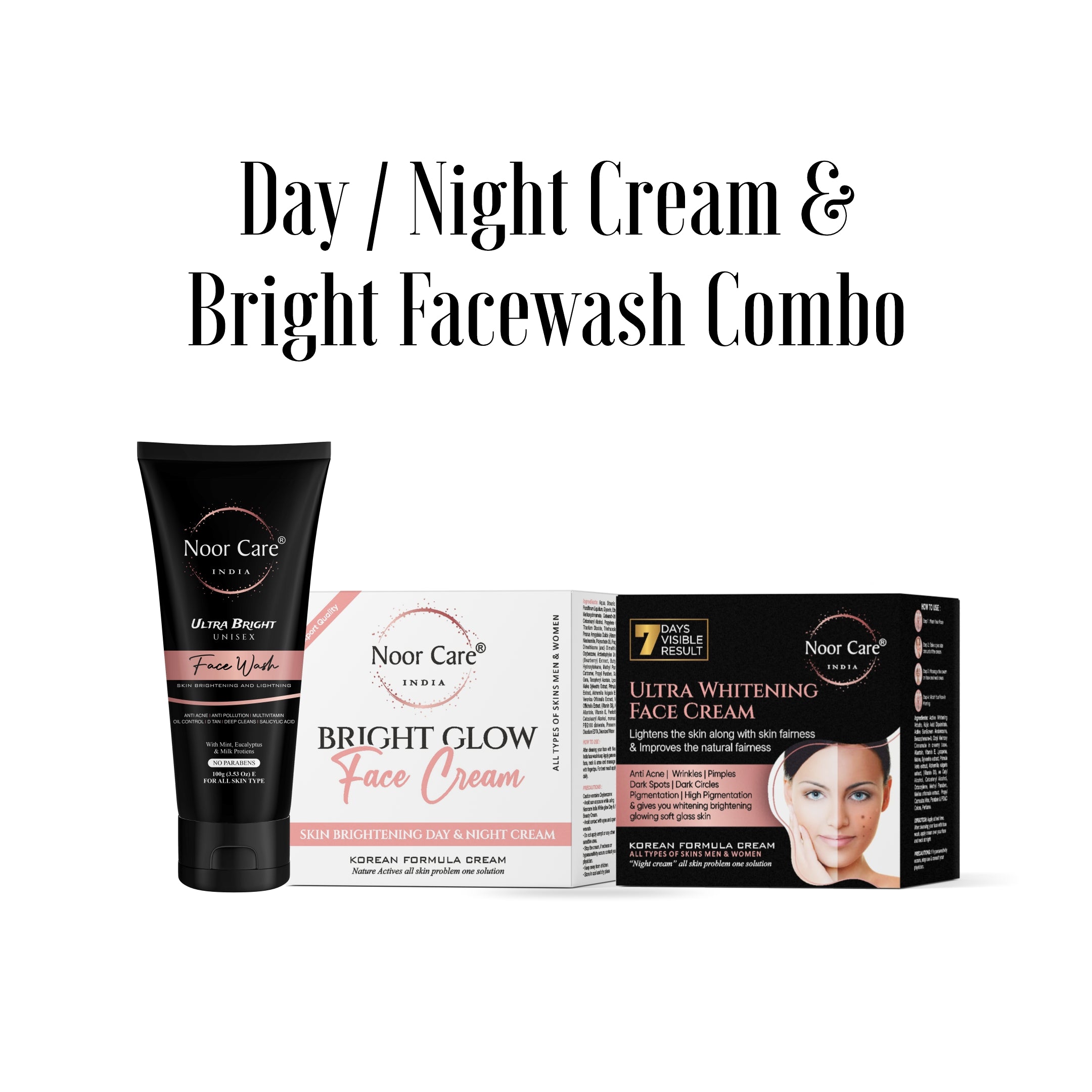 Combo ultra whitening and bride glow Cream with Ultra Bright Face Wash ...